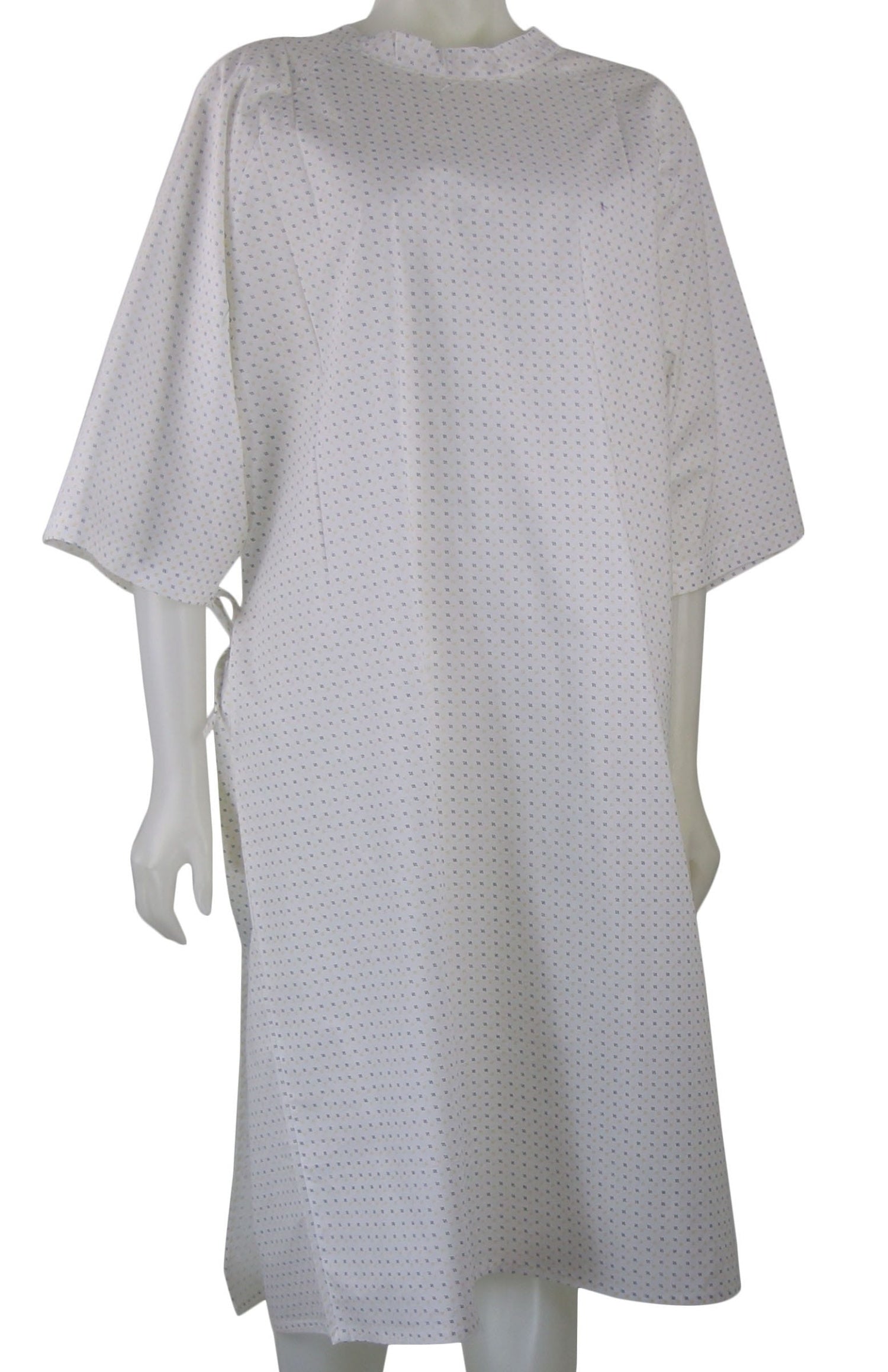 Medical Exam Gown, Open Back Side, White Base | ShaGha